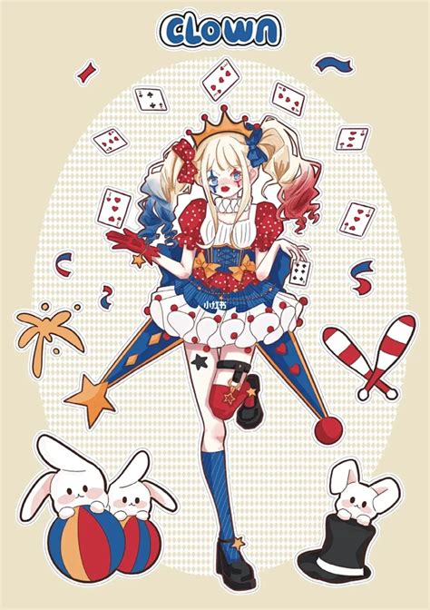 原创贴纸马戏团小丑女 花瓣网