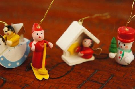 Vintage 70s 80s Wooden Miniature Christmas Ornaments Etsy Miniature