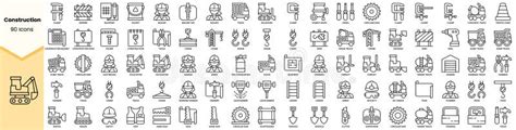 Set Of Construction Icons Simple Line Art Style Icons Pack Stock Vector Illustration Of