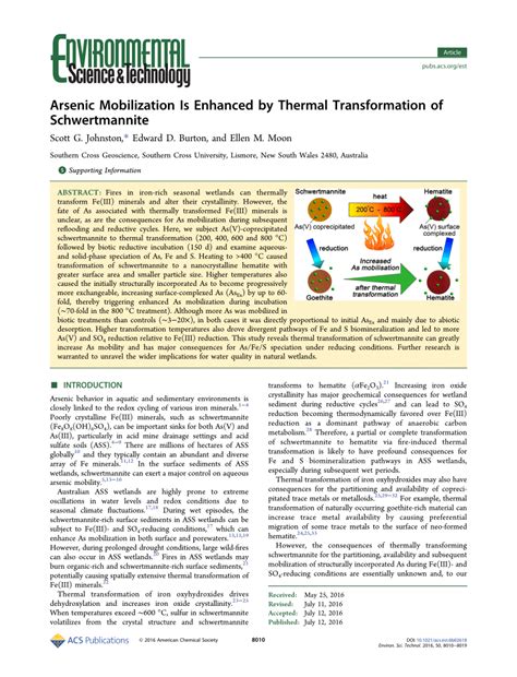 Pdf Arsenic Mobilization Is Enhanced By Thermal Transformation Of