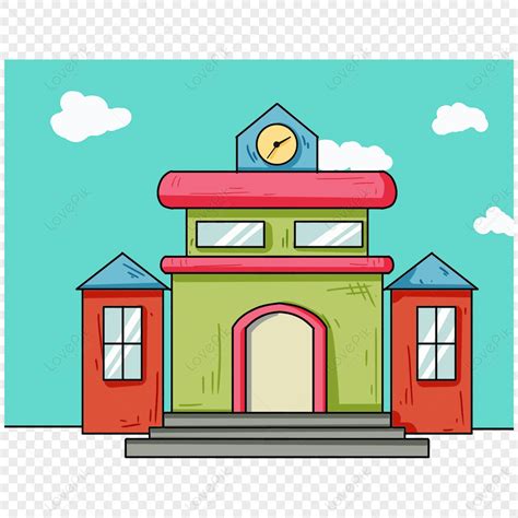 학교 일러스트 건물 유치원 초록 교실 Png 일러스트 무료 다운로드 Lovepik