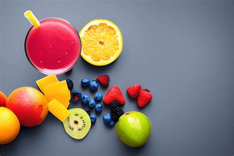Premium Ai Image Tasty Fruits And Juice With Vitamins Healthy Drink