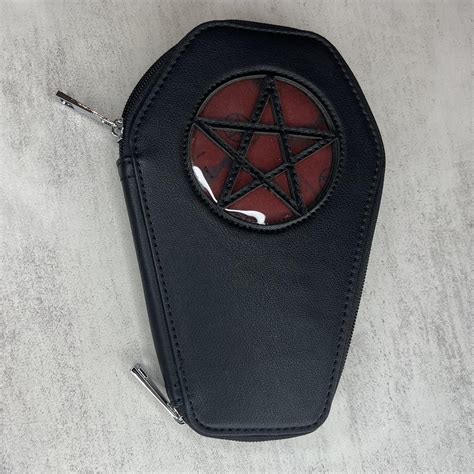 Black Coffin Pentagram Wallet Goth Witch Pentagram Depop