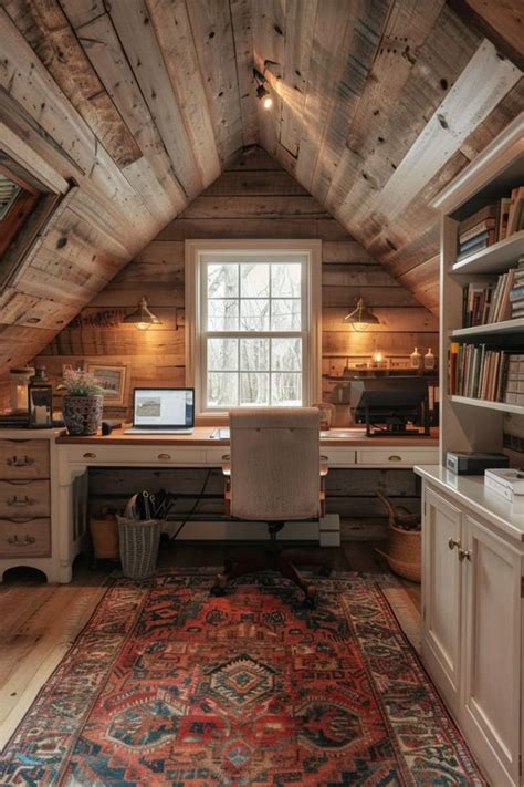 Cozy Attic Work From Home Setup Attic Office Small Home Offices