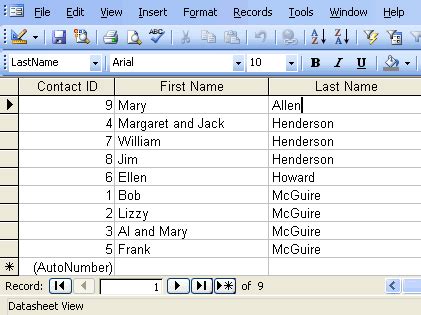 Access 2003 Sorting Records