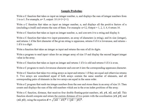 Solved Write A C Function That Takes As Input An Integer Chegg Com