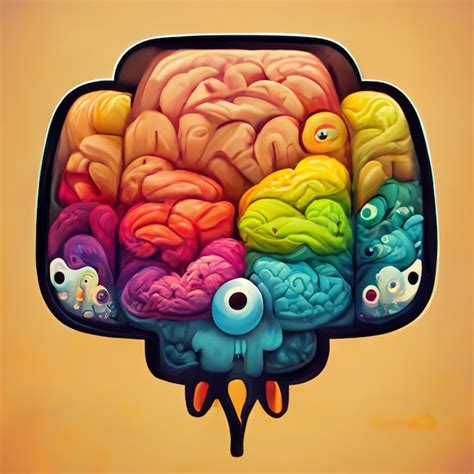 Cerebro Humano Creativo Colorido Estilo De Dibujos Animados Foto Premium