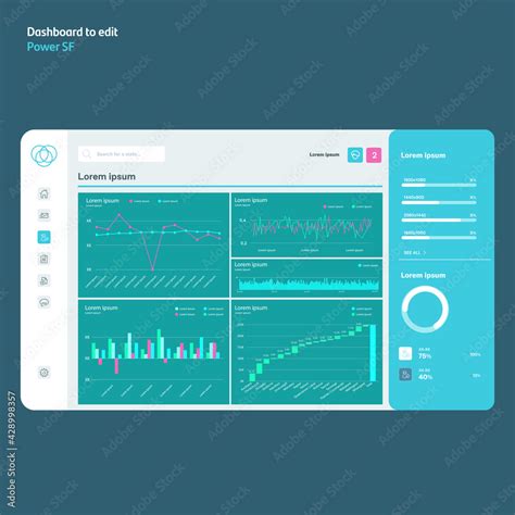 Data Analytics Power Bi Dashboards With Graphs Bars Charts Eps10 Stock Vector Adobe Stock
