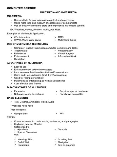 Computer Science Reviewer Pdf Multimedia Video