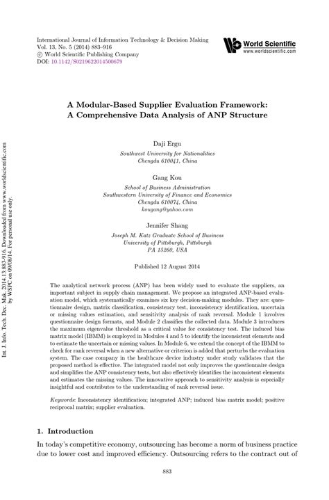 Pdf A Modular Based Supplier Evaluation Framework A Comprehensive