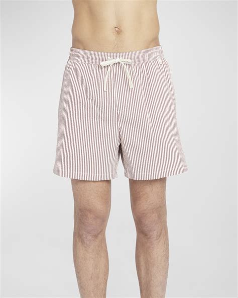 Loro Piana Mens Stripe Seersucker Swim Trunks Neiman Marcus