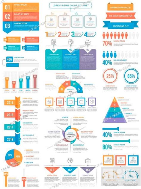big set of infographic elements graphs and charts steps and options