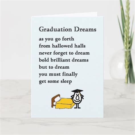 Graduation Dreams Funny College Graduation Poem Card