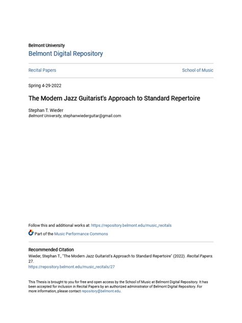 The Modern Jazz Guitarists Approach To Standard Repertoire Pdf