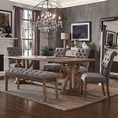Paloma Salvaged Reclaimed Wood Rectangular Trestle Dining Set By