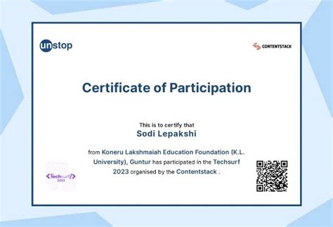Sodi Lepakshi On Linkedin Techsurf Certificateofparticipation
