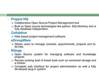 Open Source Spm Tools Ppt