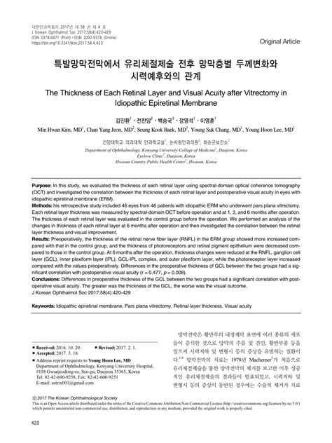 Pdf The Thickness Of Each Retinal Layer And Visual Acuity After