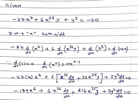Answered Dy Given The Equation Below Find Dx Bartleby