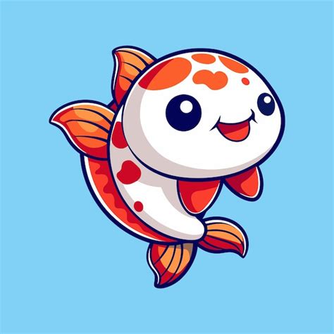 Cute Koi Fish Cartoon Vector Icon Illustration Isolated Flat Cartoon