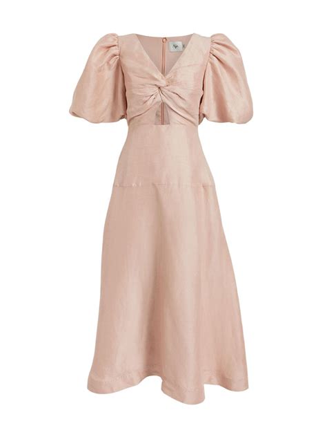 Rent Aje Dusk Knot Puff Sleeve Midi Dress Rites Rental And Resale