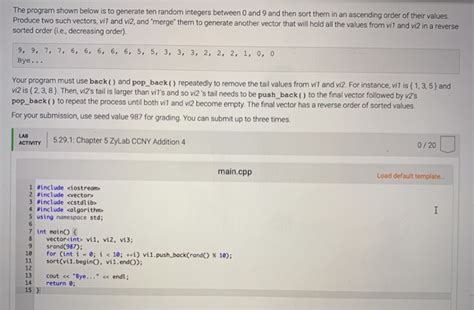 Solved The Program Shown Below Is To Generate Ten Random Chegg