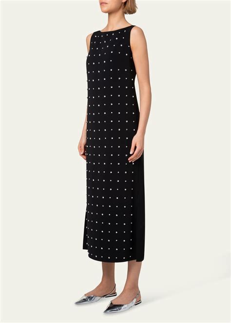 Akris Punto Lasercut Crepe Tunic Dress With Crystal Studded