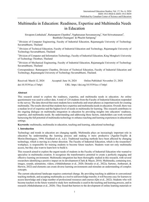 Pdf Multimedia In Education Readiness Expertise And Multimedia Needs In Education