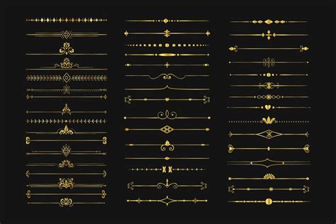 Premium Vector Big Golden Divider Set Vintage Swril