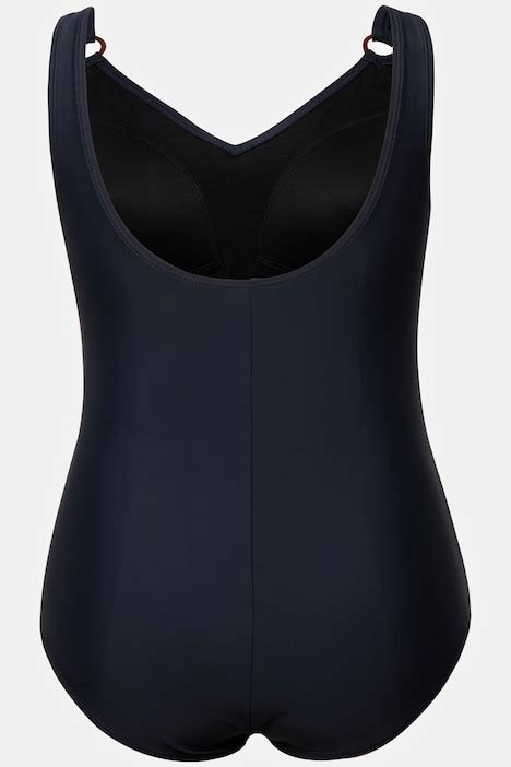 Ring Detail Ruched One Piece Swimsuit Marine Ulla Popken