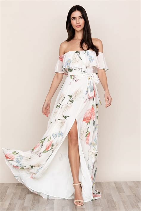 Off Shoulder Floral Dress Vintage Inspired Design Lady Like Floral