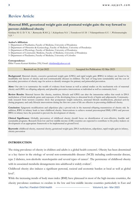 Pdf Review Article Maternal Bmi Gestational Weight Gain And