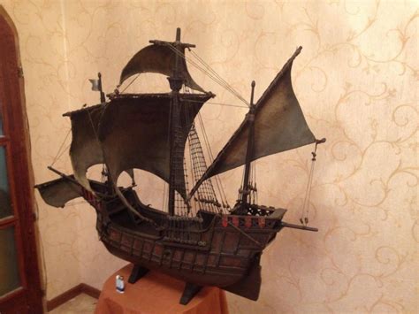 Antique Wooden Model Of Christopher Columbus Ship Santa Maria