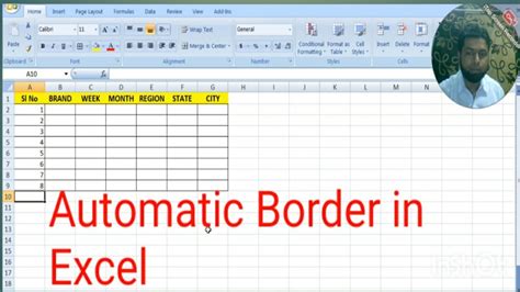 How To Make Auto Border In Excel Computer By Mahfooz Sir Youtube