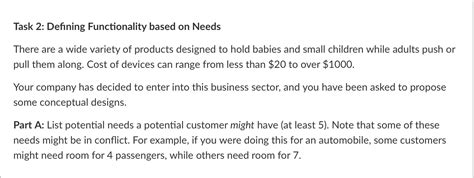 Solved Task 2 Defining Functionality Based On Needs There
