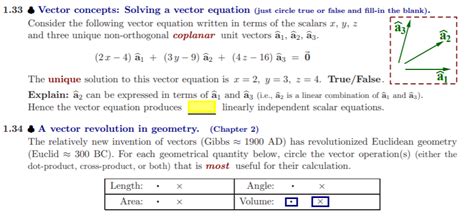 Solved Vector Concepts Solving A Vector Equation Just Chegg Com