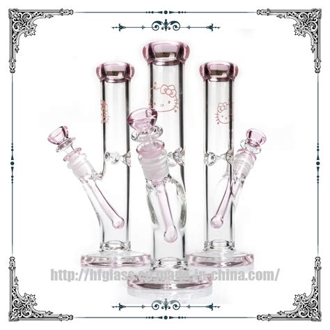 Hot Sale Pink Hello Kitty Glass Straight Tube Heady Hookahs Glass