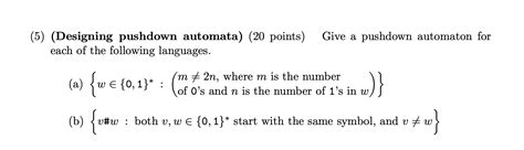 solved give a pushdown automaton for 5 designing pushdown