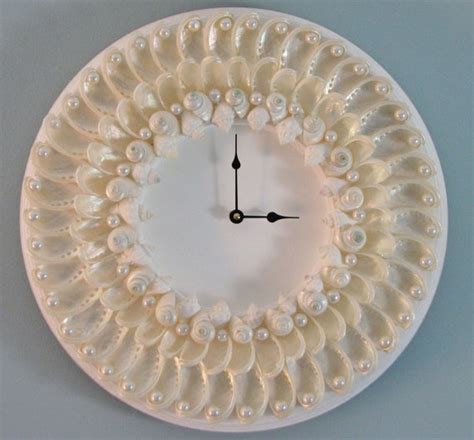 Shell Clock For Beach Decor Seashell Clock By Beachgrasscottage 175