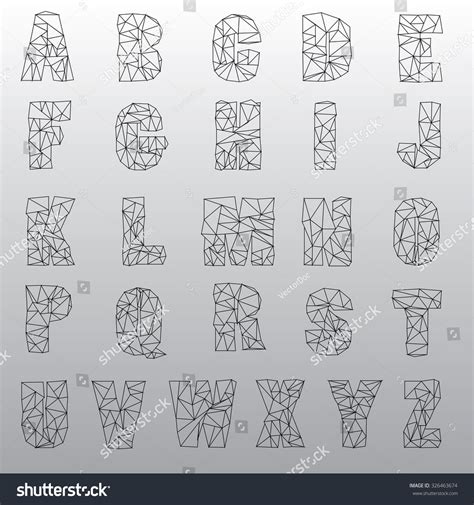 Lowpoly Wireframe Font Stock Vector Royalty Free Shutterstock