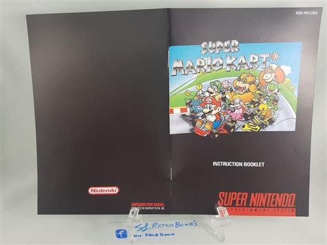 Manual Snes Super Mario Kart Super Nintendo Replacement Instruction