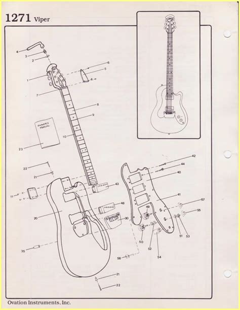 Ovation 1271 Viper Electric Guitar Parts Manual With Exploded Diagrams