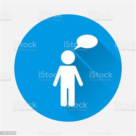 벡터 아이콘 남자 생각 말한다 Bllue 배경에서 사람이 긴 그림자와 평면 이미지를 생각 레이어 그룹화 쉽게 편집 그림에 대 한
