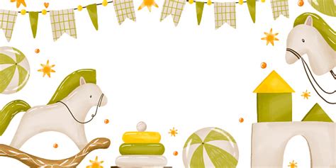 신생아 파티 카드 축하 베이비 샤워용 배너 성 중립적 나무 장난감 아기 장난감 게임 손으로 그린 수채화 그림입니다 어린이 파티 인사말 카드 또는 어린이 생일 초대장 계획에