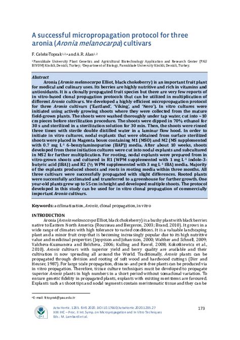 Pdf A Successful Micropropagation Protocol For Three Aronia Aronia