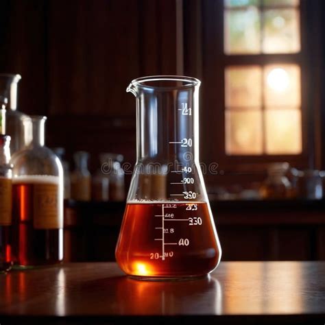 Glass Beaker Of Liquid Science Apparatus Equipment To Measure Liquids