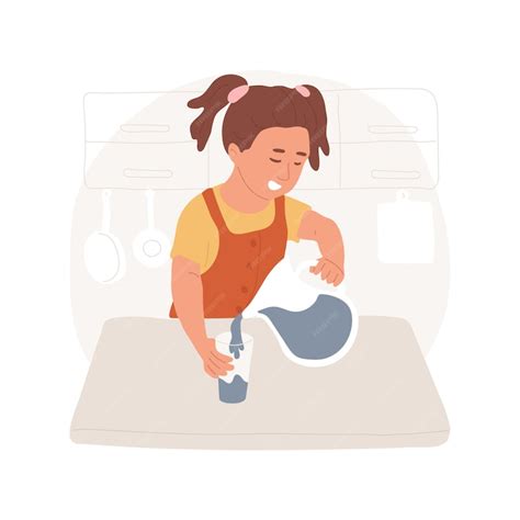 물 절연 만화 벡터 일러스트 레이 션의 유리를 붓는 프리미엄 벡터