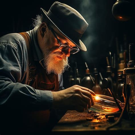 Premium Photo Master Glassmaker At Work With Detailed Real Human Fingers