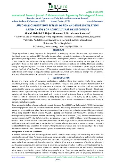 Pdf Automatic Irrigation System Design And Implementation Based On