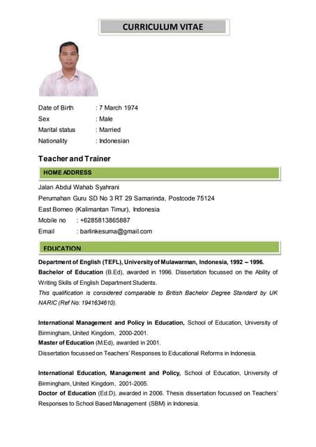 A Sample Bionote For Doctor In Development Of Education Course